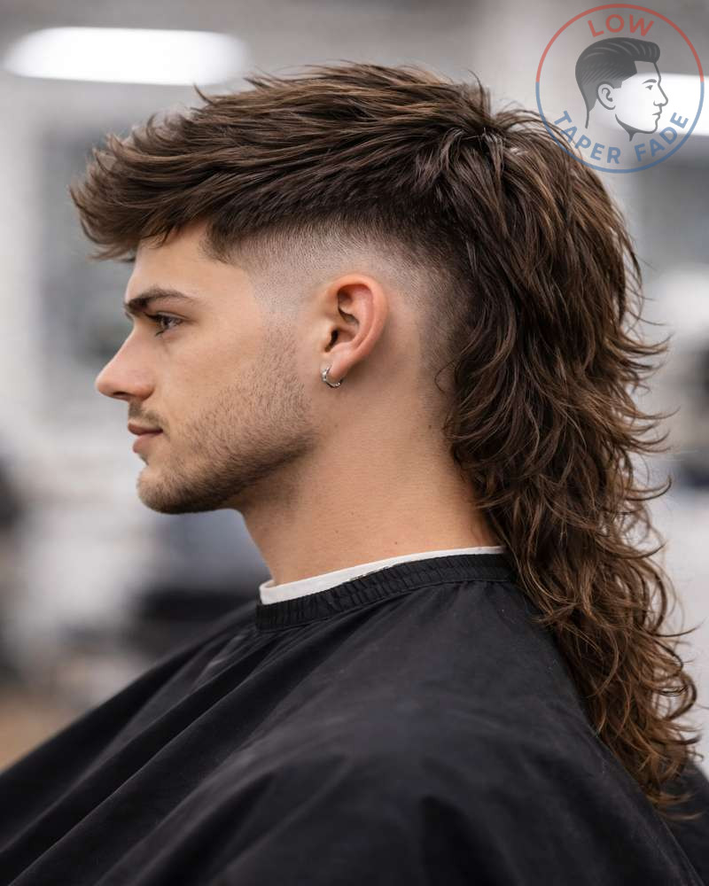 Low Taper Fade Mullet Long Hair Style Guide for Men - LOW TAPER FADE